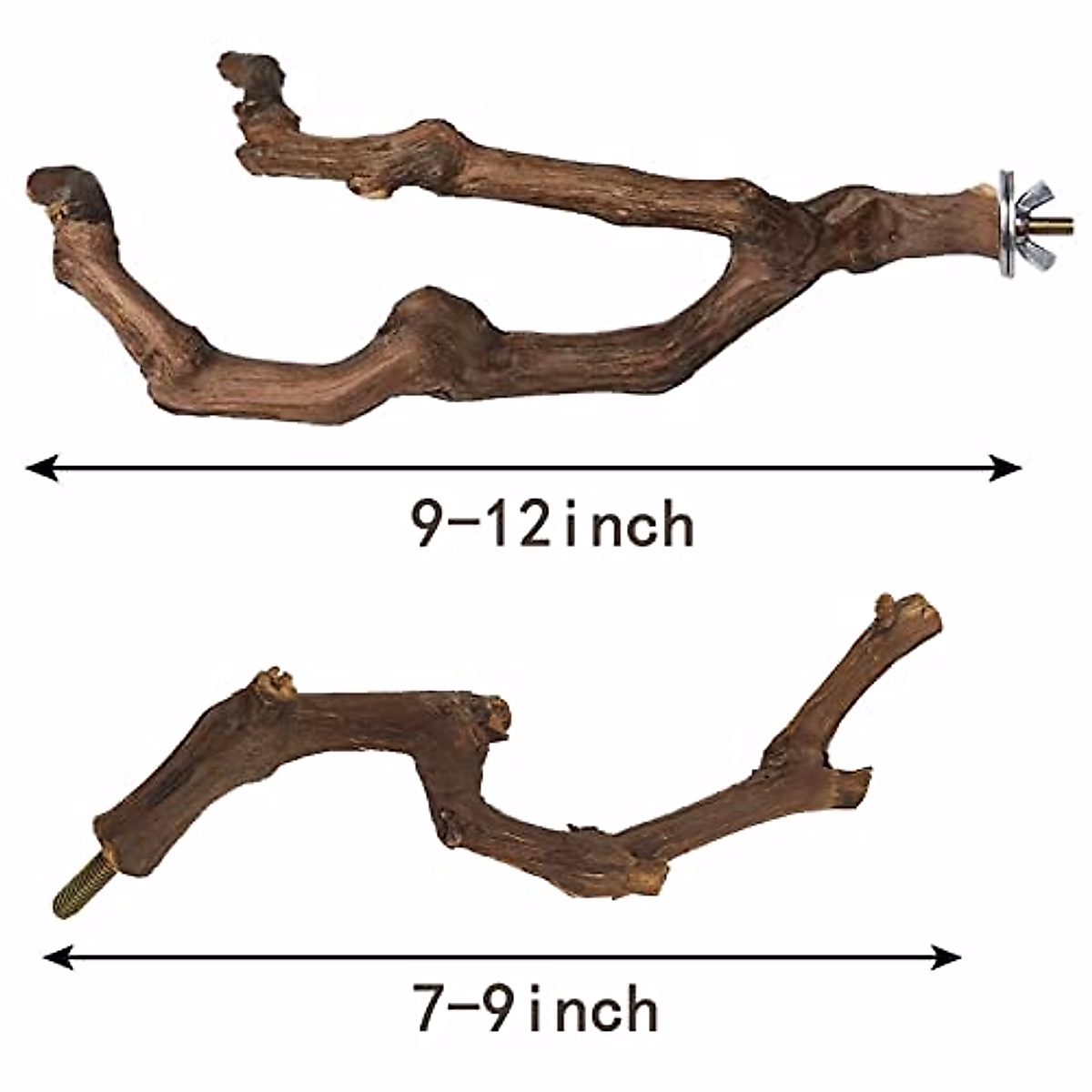 kathson Natural Parrot Perch Bird Stand Pole Wild Grape Stick Paw Grinding Fork Parakeet Climbing Standing Branches Toy Chewable Cage Accessories for Small Budgies Cockatiels Lovebirds 4PCS