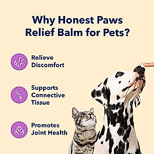 Honest Paws Dog Paw Balm - Pad Relief Soother Moisturizer Protection Wax - All Natural All Weather Foot Butter Heals Repairs Pet Paws and Noses from Heat and Cold – 2 Oz