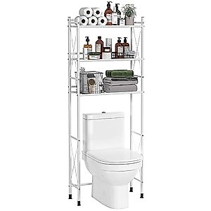 TZAMLI Over The Toilet Storage Shelf, 3-Tier Bathroom Organizer Space Saver, Free-Standing Above Toilet Rack Metal Bathroom Shelves, White