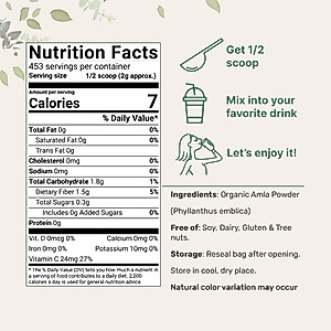 Organic Amla Powder (Amalaki) | 32oz, India Origin Gooseberry Powder | Rich in Vitamin C, Antioxidants, Supports Immune, Digestive & Skin Health, Non-GMO, Vegan & Keto Friendly