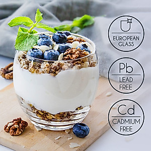 Volarium Drinking Glasses Never Spill Tumbler Set of 6, Old Fashioned Whiskey Glass, Brandy Whiskey Curved Glass Set, Scotch Glasses with Heavy Base, 13 3/4 oz