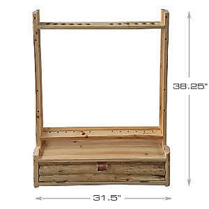 Rush Creek Creations Rustic 2 Compound Bow - 12 Arrow Wall Storage Rack with Accessory Compartment - Handcrafted - Durable Material , 39"L x 31.5"W x 5.3"D