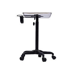 HuaShuani Salon Tray, Aluminum Salon Hair Tattoo Mobile Tray, Hair Tattoo Equipment Storage Tool Cart, Mobile Beauty Trolley, Height Adjustable, Silent Wheel (Silver)