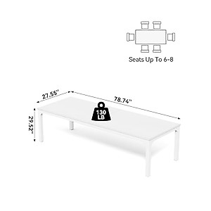LITTLE TREE Two Person Desk, 78.7 Inches Extra Long Computer Desk, Wooden Large Office Desk with Strong Metal Legs, Double Desk for 2 People, Writing Table Study Desk for Home Office, White