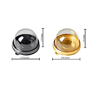 Fengirl 100 Set Clear Plastic Mini Cupcake Boxes Muffin Pod Dome Muffin Single Container Box for Chocolate Covered Cookies, Muffins, Mooncakes and Other Mini Desserts (Black, Gold)