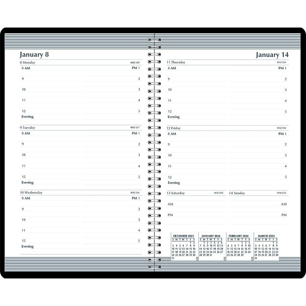 House of Doolittle 2024 Weekly Calendar Planner, Black, 5 x 8 Inches, January - December (HOD27802-24)