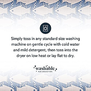 Linon The Anywhere Washable Rug Shayna Ivory/Blue 2' X 8' Runner Rug