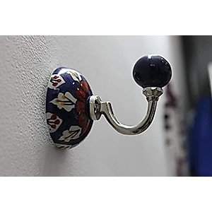 PARIJAT HANDICRAFT Hand Painted Beautifully Multicolored Ceramic Wall Hook Hanger Key Holder hat Clothes hangings Bath Towel Hook Hanger.