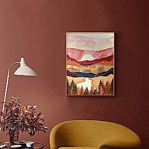 Yumknow Abstract Nature Wall Art - Boho Wall Art for Bedroom Wall Decor for Living Room Pictures for Wall Prints, Unframed 16x20 inch, Mountain Decor, Sunset Wall Art, Moon Poster,Modern Fall Wall Art