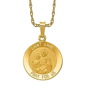 IceCarats 14K Yellow Gold Saint Anne Medal Necklace Charm Pendant 22.75mm x 15.5mm Only