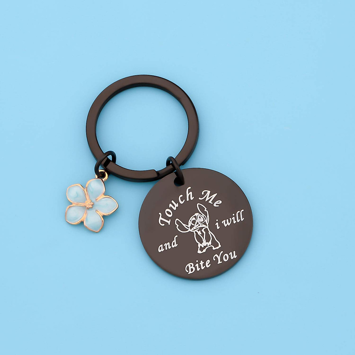 FOTAP Ohana Inspired Gift Hibiscus Flower Jewelry Touch Me and I Will Bite You Hawaiian Trip Gift (B-Bite You Key)