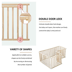 Jolan Baby Playpen Wooden,Detachable/Portable,Baby Fence with Door,Indoor Outdoor Large Safety Playard Playpen,63cm Height,Activity Center Playpen for Twins,Toddlers,Children,110×150cm