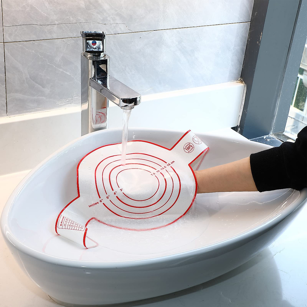 2 Pcs Silicone Baking Mats for Dutch Oven with Silicone Brushes Sourdough Sling Bread with Long Handle Non Stick 0.7 mm Thickened 8.3 Inch Reusable Heat Resistant Bread Mats for Dough Pastry, Red