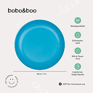 Bobo&Boo Bamboo Kids Plates(7.8inch), Set of 4 Eco Friendly Toddler Plates :: Non Toxic Children’s Dinnerware for Babies & Big Kids :: Mix and Match :: Great Gift for Baby Showers & Birthdays, Coastal