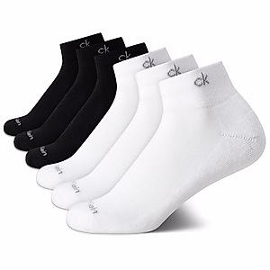Calvin Klein Women's Quarter Socks - 6 Pack Cushioned Athletic Ankle Socks for Women - Women's Sports Socks (Size: 4-10), Size 4-10, Black/White