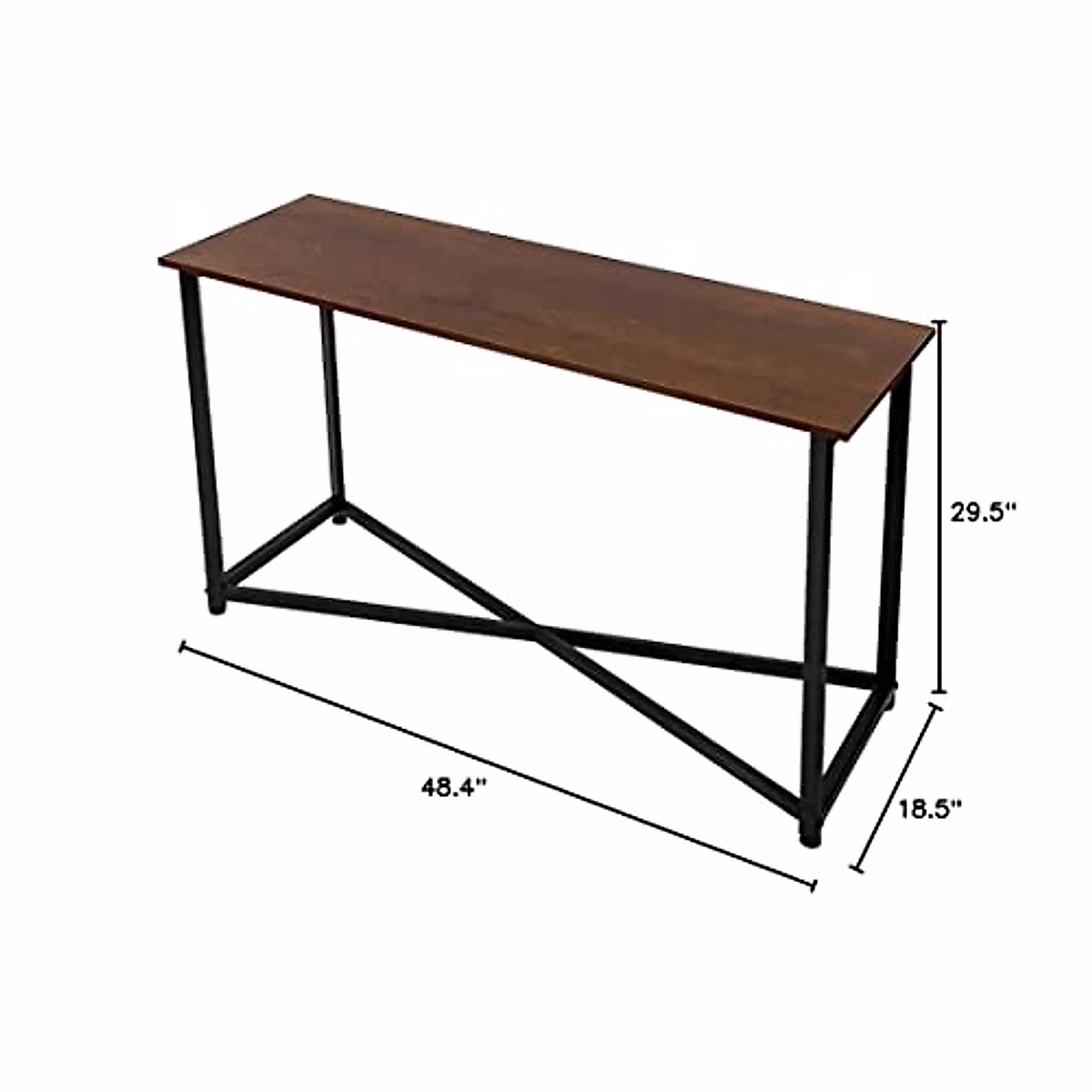 Coral Flower Bar Table with Metal Frame, Multi-functional Desk for Dining Living Room, Industrial Accent Furniture,Rustic Brown and Black