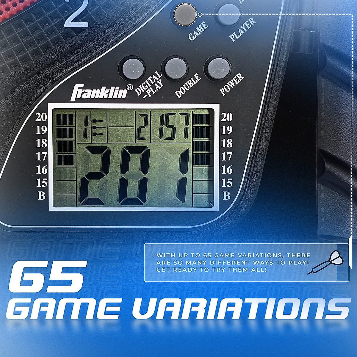 Franklin Sports Electronic Dart Board Set - Soft Tip Electric Dartboard with Digital Scoreboard + Cabinet - Adults + Family Set - (6) Darts Included - FS3000, Black