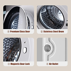 Auertech Portable Dryer, 110V 10Lbs Portable Clothes Dryer with 5 Drying Modes, Stainless Steel Tub, 1.5 cu.ft Front Load Mini Dryer Machine for Apartment, Laundry, RV