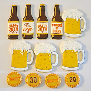 Beer Themed Cookie Cutters Stainless Steel, Baby Brewing Beer Set Beer Mug Bottle Onesie Rattle Baby Bottle Photo Plaques Dough Fondant Biscuit Molds for Baby Shower
