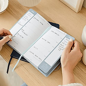 Busy B Busy Life Diary January to December 2022 - A5 Grey Faux Leather Week to View Planner with Dual Schedules, Pen Holder and Pockets