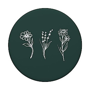 Minimalist Forest Green Floral Pattern Flower PopSockets Standard PopGrip