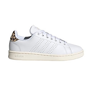 adidas Women's Advantage Sneaker, White/White/Gold Metallic, 8