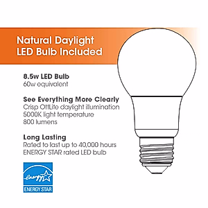 OttLite Archer Floor Lamp - Mid-Century Modern Design, Satin Brass Finish, LED, Adjustable Shade