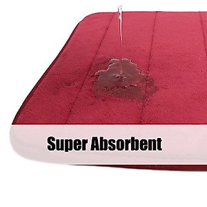 SK Studio Memory Foam Bath Mat Non Slip Absorbent Bathroom Rugs Thick Soft Dry Fast for Kitchen Runner Mat for Kitchen Floors Red, 16x24 inch