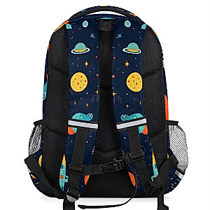 FZDXZJJ Custom Name Backpack for Boys Girls Teens Space Planet Personalized 16 Inch Kids Backpack Rocket Galaxy Middle Schoolbag Primary Elementary Student Bookbag for Back to School Gift