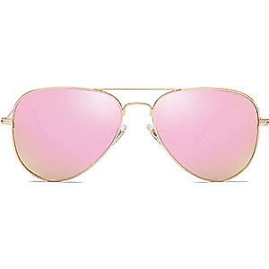 SOJOS Classic Aviator Polarized Sunglasses for Men Women Vintage Retro Style,Gold/Pink
