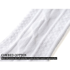 EPEIUS Unisex-Baby 3 Pair Pack Seamless Cable Knit Knee High Socks Infant Boys/Girls Uniform Stockings for 3-6 Months,White