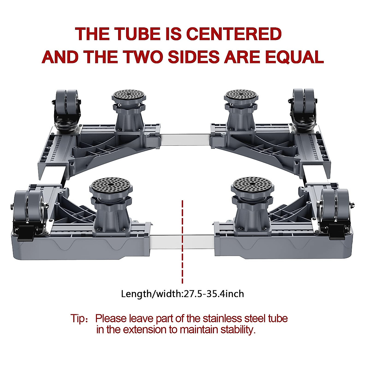 HQO LOVL Fridge Stand Mobile Base With 4 Locking Wheels And 4 Strong Feet, 19.7”-27.5” Adjustable Furniture Dolly for Washer Dryer Washing Machine Stand Pedestal, Refrigerator (KBN-10White)