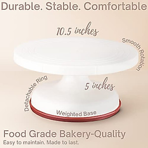 The Upper Kitchen Cake Spinner – Best Cake Spinner Turntable for Decorating, Tall Spinning Cake Stand for Decorating, Rotating Cake Stand, Small Revolving Cake Stand, White Cake Decorating Stand