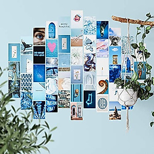 Blue Wall Collage Kit Aesthetic Pictures, Blue Aesthetic Pictures, Collage Print Kit, Bedroom Decor for Teen Girls, VSCO Girls Bedroom - Set of 50 Pcs Photo Prints 4x6 (Dark Blue)