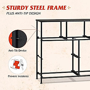 WLIVE Dresser TV Stand, Entertainment Center with Fabric Drawers, Media Console Table with Metal Frame and Wood Top for TV up to 45 inch, Chest of Drawers for Bedroom, Charcoal Black Wood Grain Print