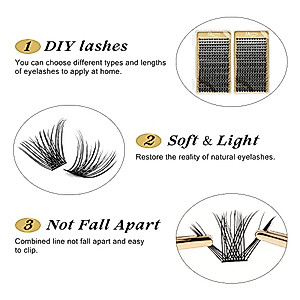 QUEWEL Lash Clusters 480 Pcs Individual Lashes Mix10-18mm Cluster Lashes Practical Soft Comfortable DIY Lash Extensions Lasting Enlarged Eyes (Mega-Mix10-18)