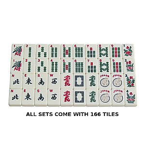 Linda Li New American Mahjong Set - 166 Premium Ivory Tiles, All-in-One Rack/Pushers, Brown Soft Bag - Classic Mah Jongg Game Set