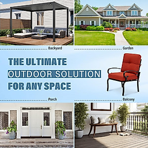 Patiomore 2 Pcs Outdoor Patio Dining Chairs Bistro Set Wrought Iron Furniture Set, All-Weather Garden Seating Chair with Red Cushions