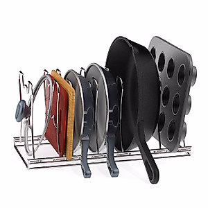 Simple Houseware 7 Adjustable Compartments Pot and Pan Organizer Rack Lid Holder, Chrome