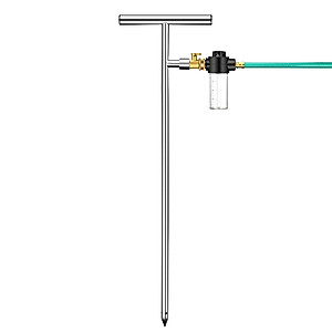 Root Feeder Deep Root Watering Tool with Fertilizer Dispenser Tree Watering Spike Watering Wand Irrigation System,for Plants Trees Bushes Shrubs Made of Stainless Steel with Shut Off Valve T Handle