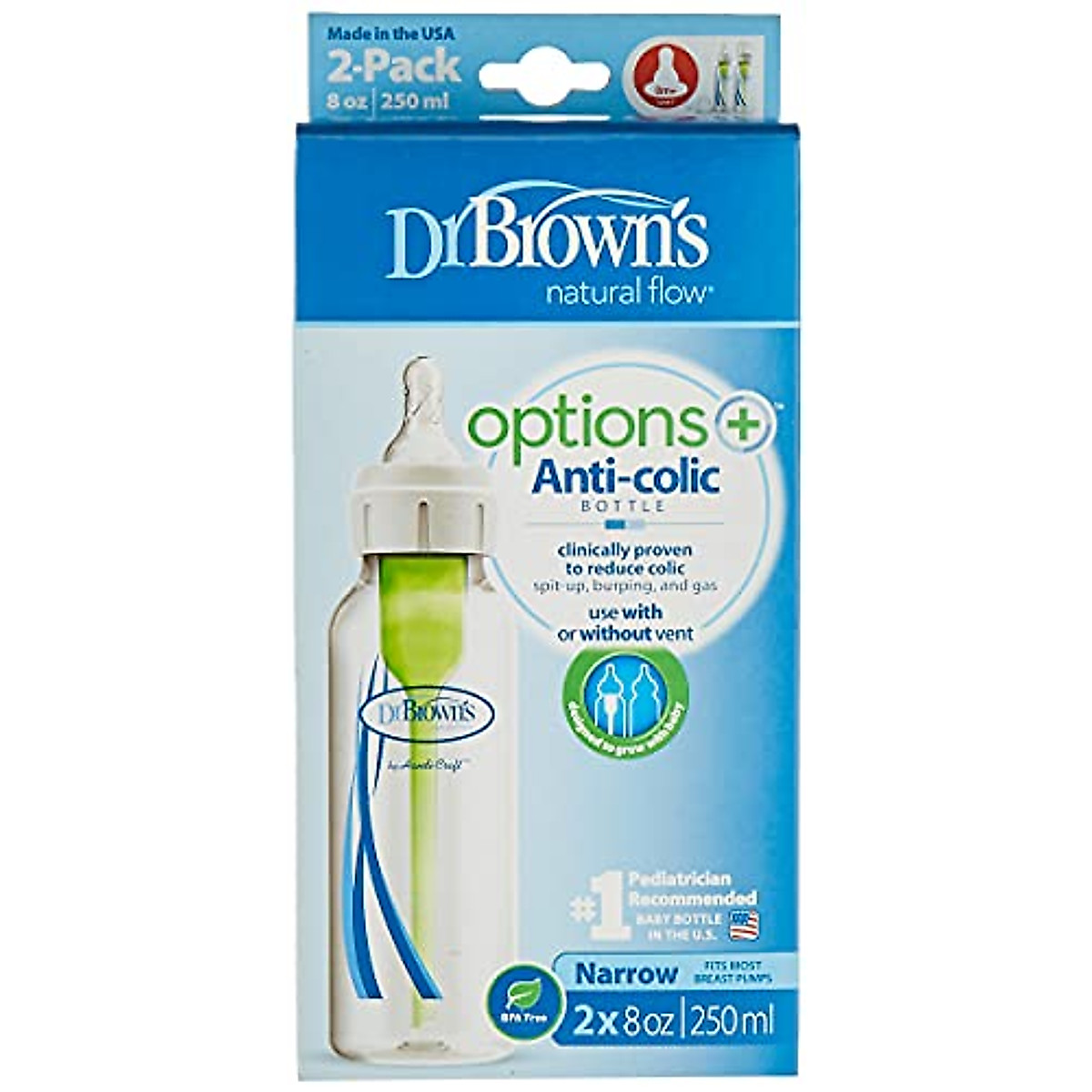 Dr. Brown's 8 Oz Options Narrow Bottles, 2-Pack