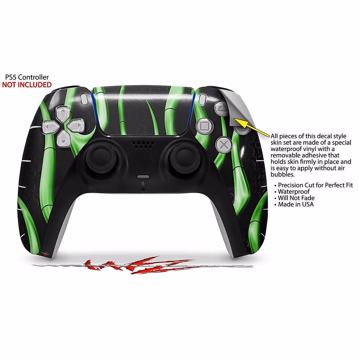WraptorSkinz Skin Wrap compatible with Sony PS5 DualSense Controller Metal Flames Green (CONTROLLER NOT INCLUDED)