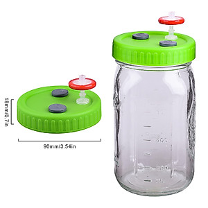 Eleganttime 8Pcs Wide Mouth Liquid Culture Lids,Cultivation Mason Jar Lid with 0.22um PTFE Syringe Filter & 20mm Self Healing Injection Ports For Mushroom(Green)