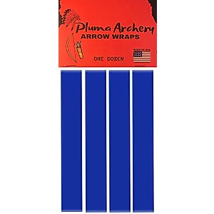 Pluma Archery Arrow Wraps | Cut for Small Diameter Archery Shafts | 5MM 0.204 Inch ID Arrows with Max Outside Diameter (OD) of 0.280 Inches Length 6 Inches | Quantity - 12 (Blue)