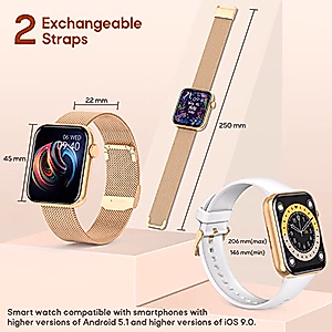 Smart Watch for Women,Bluetooth Call Answer/Dail Waterproof Fitness Smartwatch for Android iOS Phone Health Touch Screen Smart Watches Blood Pressure Blood Oxygen Heart Rate Sleep Monitor Pedometer