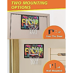 SOFITORG Mini Basketball Hoop Indoor - Over The Door Basketball Hoop with Foldable Flex Rim - Wall Mount Basketball Hoop Set with 2 Balls - Small Hoop Toy for Kids Teens Adults