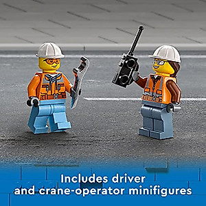 LEGO City Great Vehicles Mobile Crane Truck Toy Building Set 60324 - Construction Vehicle Model, Featuring 2 Minifigures with Tool Toys Kit and Road Plate, Playset for Boys and Girls Ages 7+