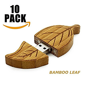 A Plus+ 10 Pack USB 3.0 Flash Drives 64GB Bamboo Leaf USB 3.0 Memory Stick Birthday Gifts