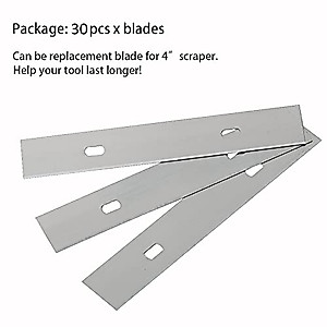 4" Scraper Blades 30 PCS Replacement Stainless Steel Razor Blade to Remove Decals, Stickers, Wallpaper Adhesive Vinyls