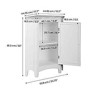 Teamson Home Glancy One Shutter Doors Wooden Corner Stand Floor Cabinet White